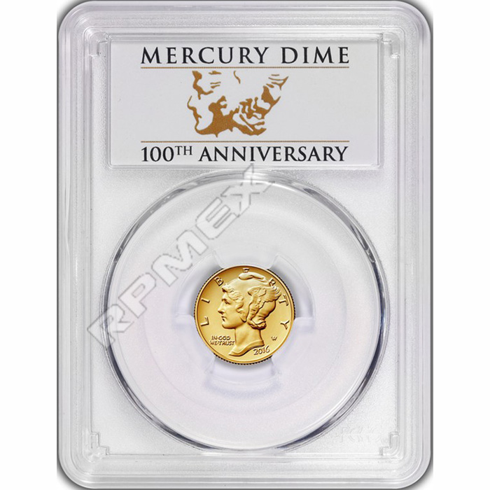 2016-W 1/10 oz Gold American Mercury Dime SP70 PCGS First Strike ...