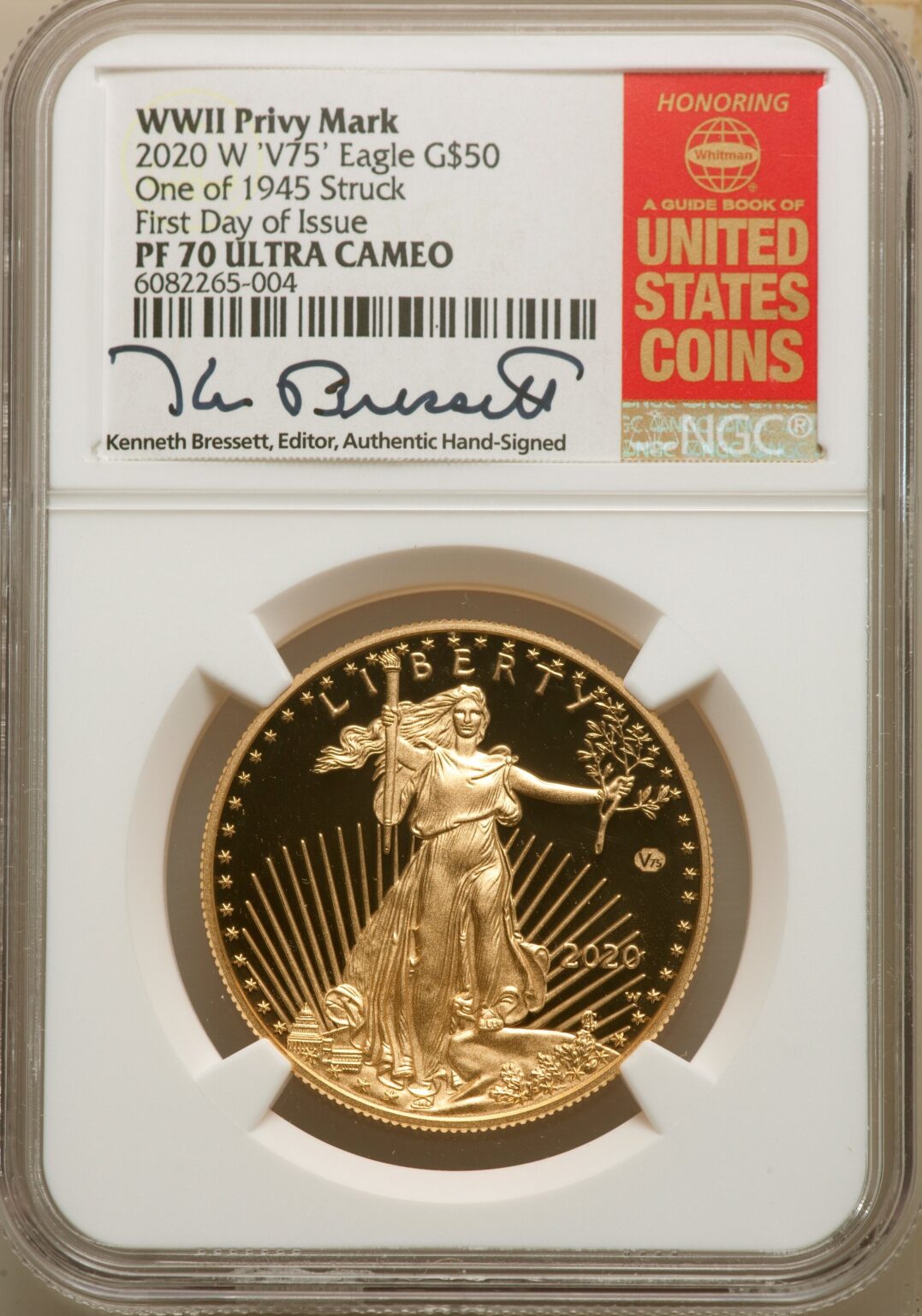 2020 W End of World War II 75th Anniversary Proof American Gold Eagle ...