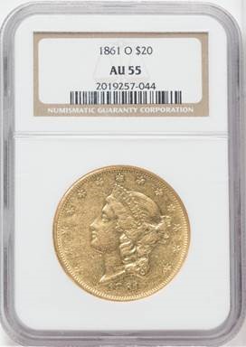 Mint $20 Rarity – 1861-O Liberty Double Eagle NGC AU55 – Republic Precious Metals Exchange